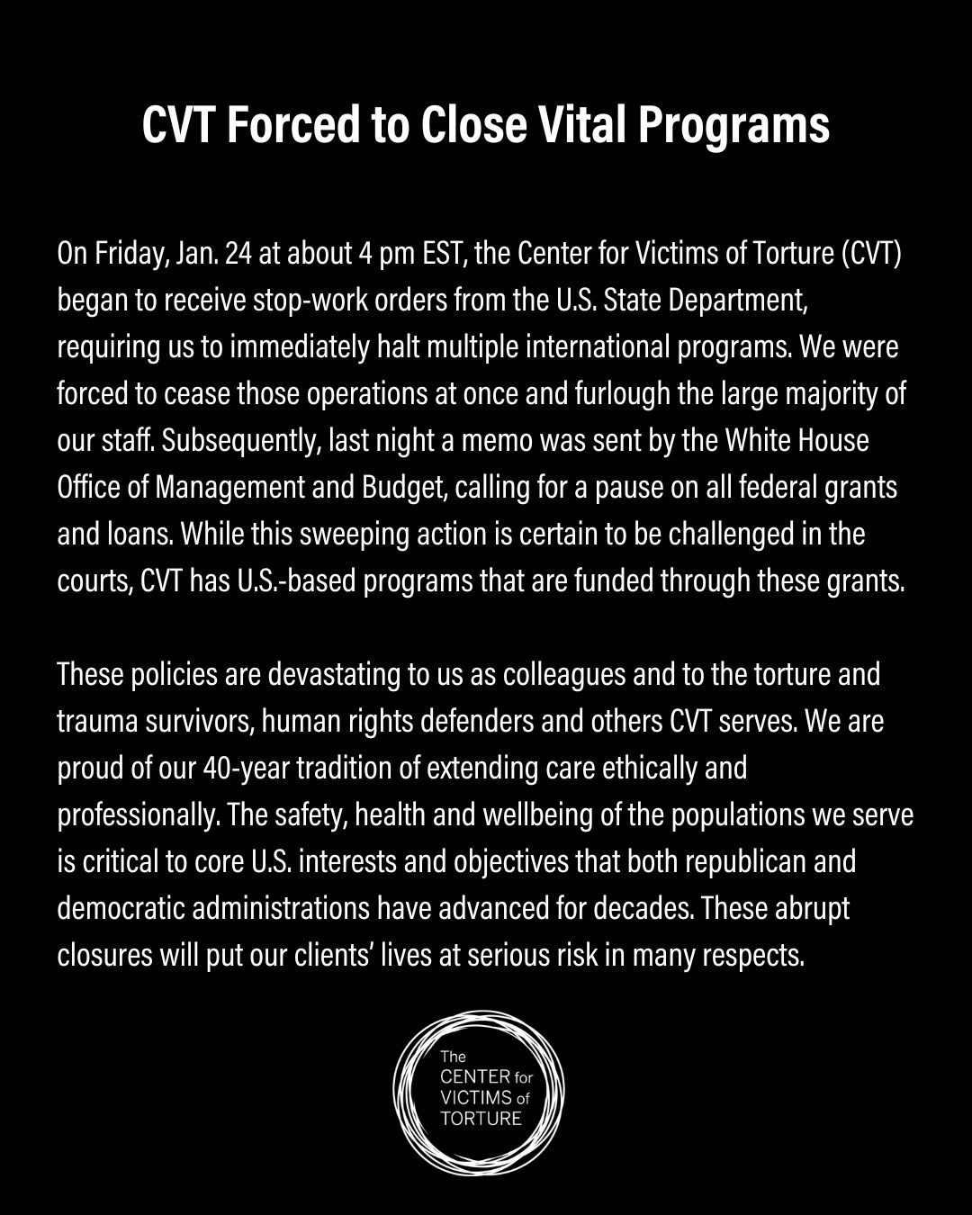 CVT World, February 2025 - Center for Victims of Torture